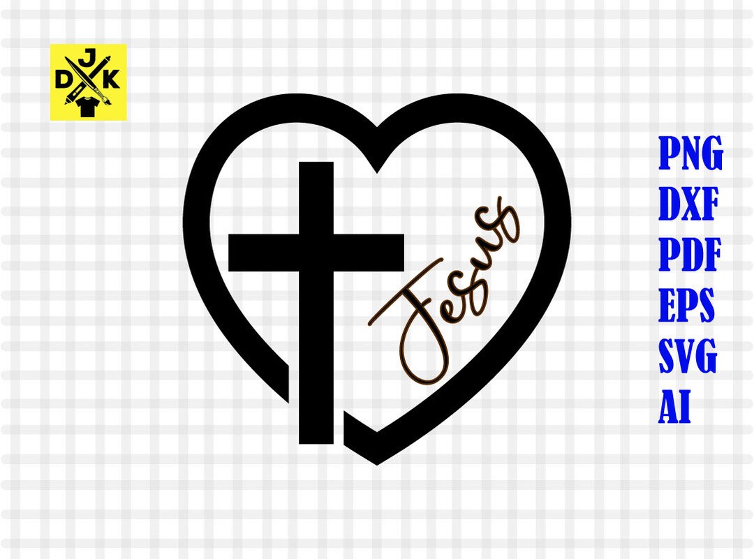 Jesus Heart Cross Svg Heart Cross Svg Cross Svg Digital Etsy