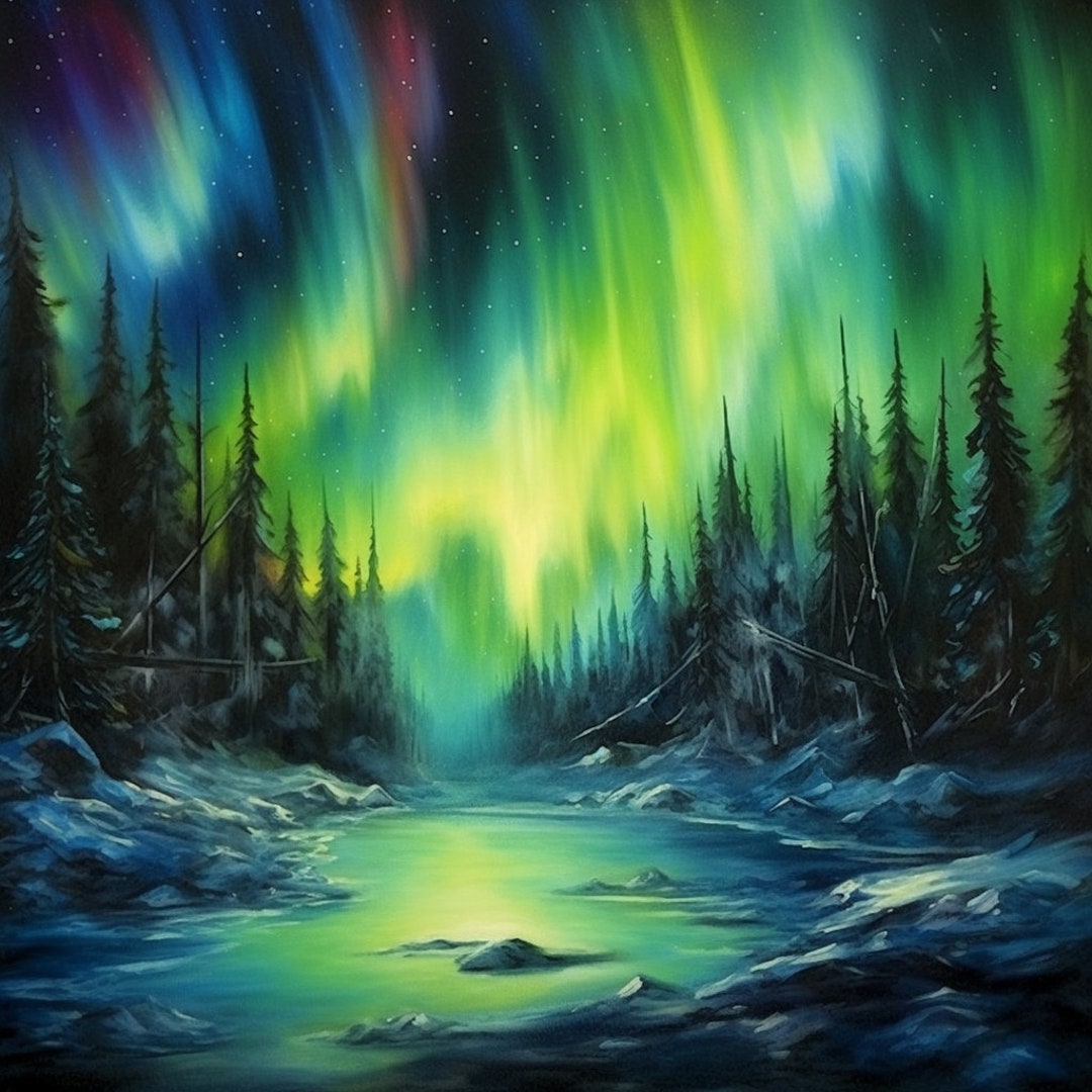 Printable Northern Lights Painting/print Art Decor Printable - Etsy UK