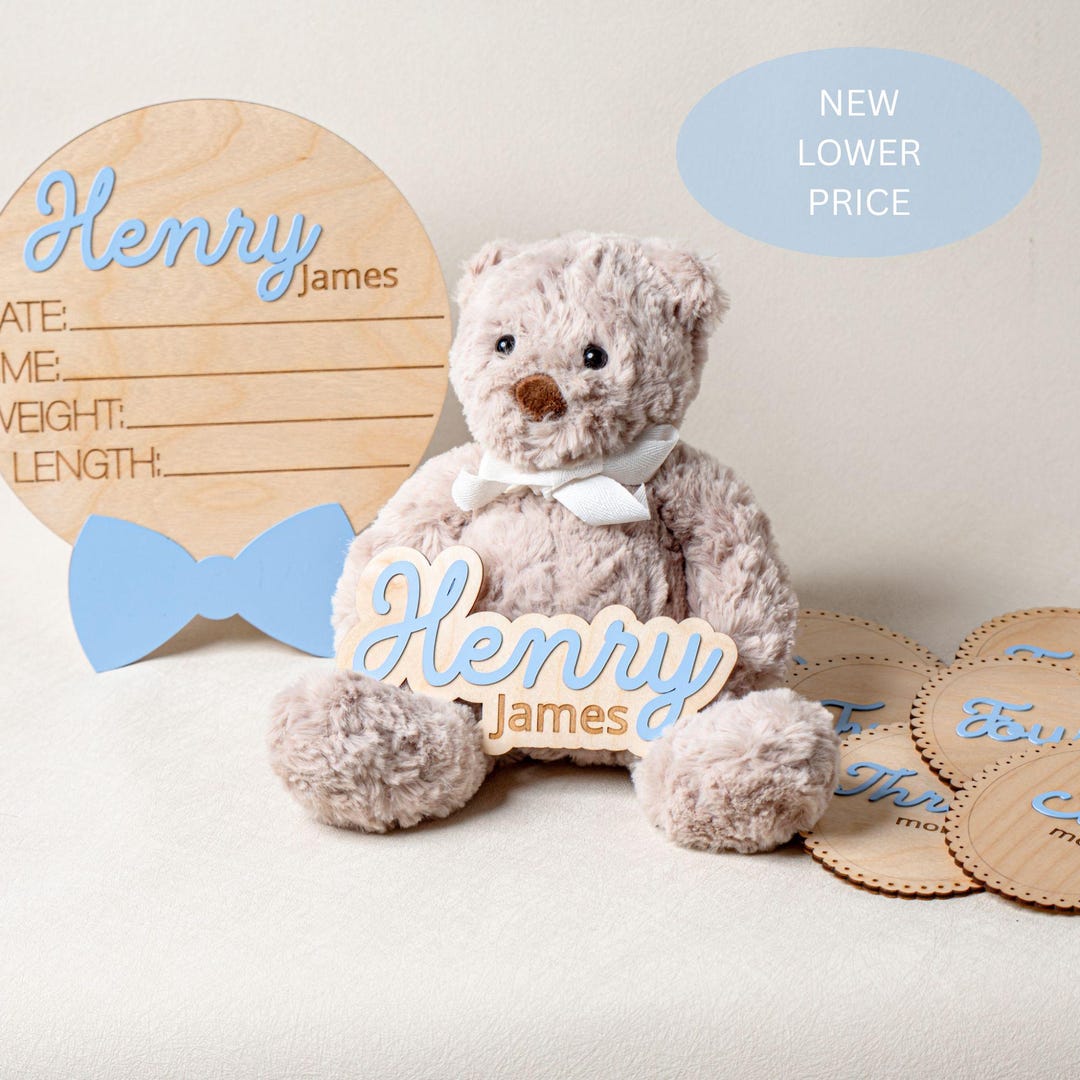 Personalized Baby Boy Birth Stats Sign Bundle Custom Name Sign Birth ...
