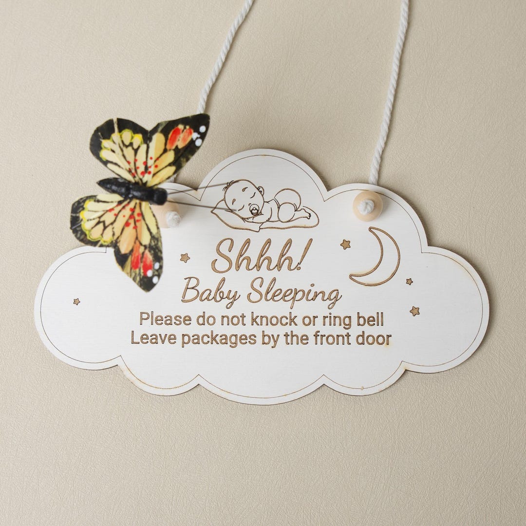 Shhh Baby Sleeping Door Sign Do Not Knock Quiet Delivery Sign Modern ...