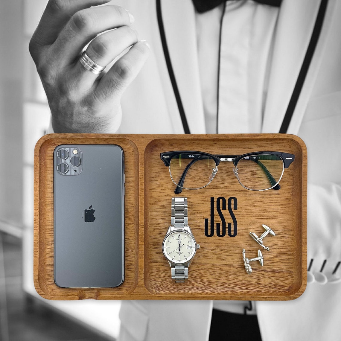 Wooden Valet Tray or Monogrammed Desk Organizer - Etsy