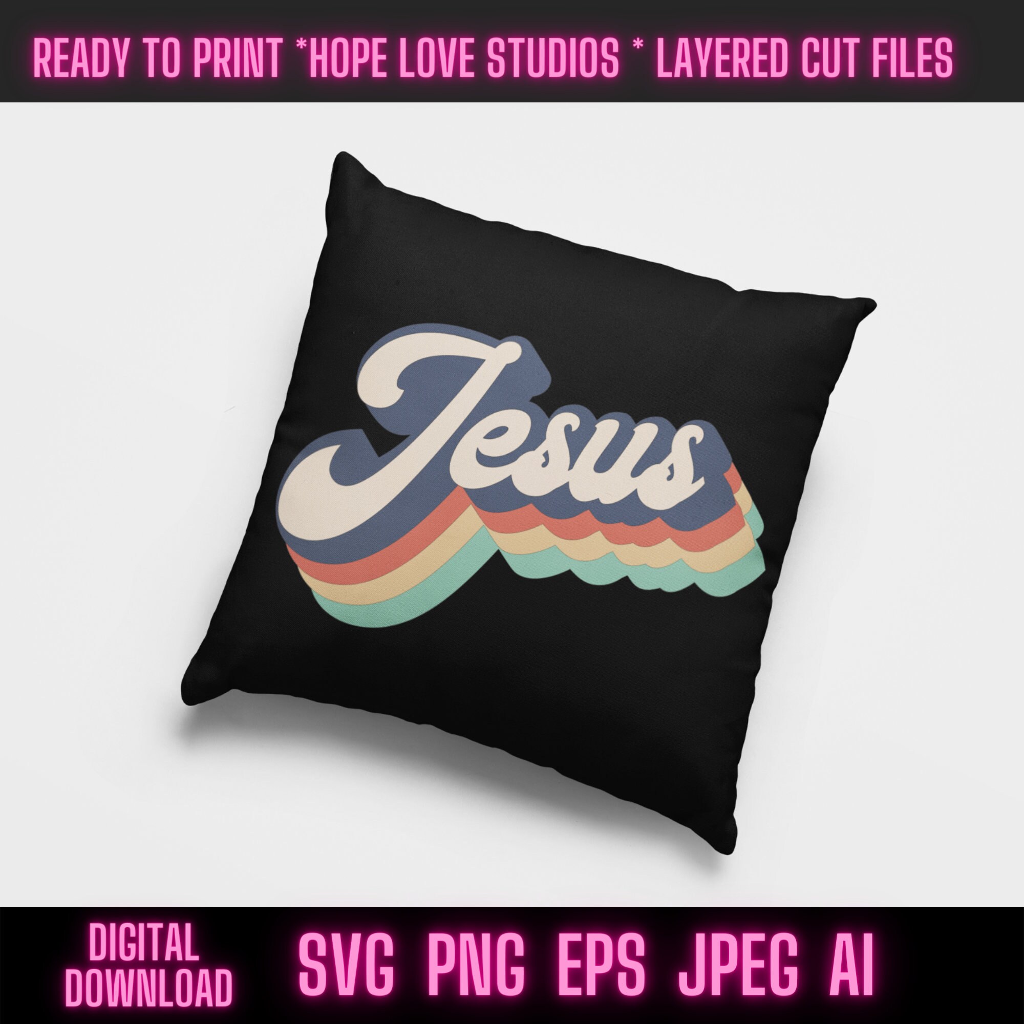 Retro Jesus Svg, Eps, Ai, Png, & Jpeg Files for Circuit or Silhouette T ...