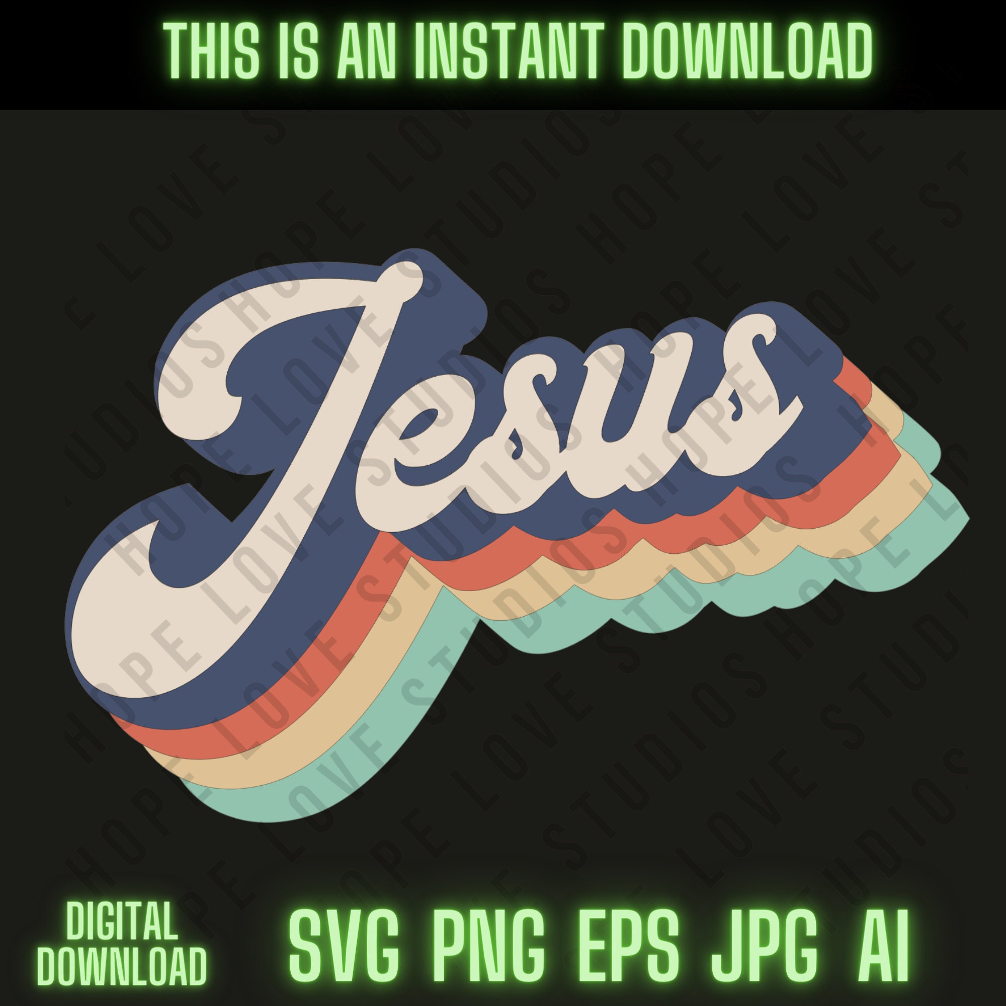 Retro Jesus Svg, Eps, Ai, Png, & Jpeg Files for Circuit or Silhouette T ...