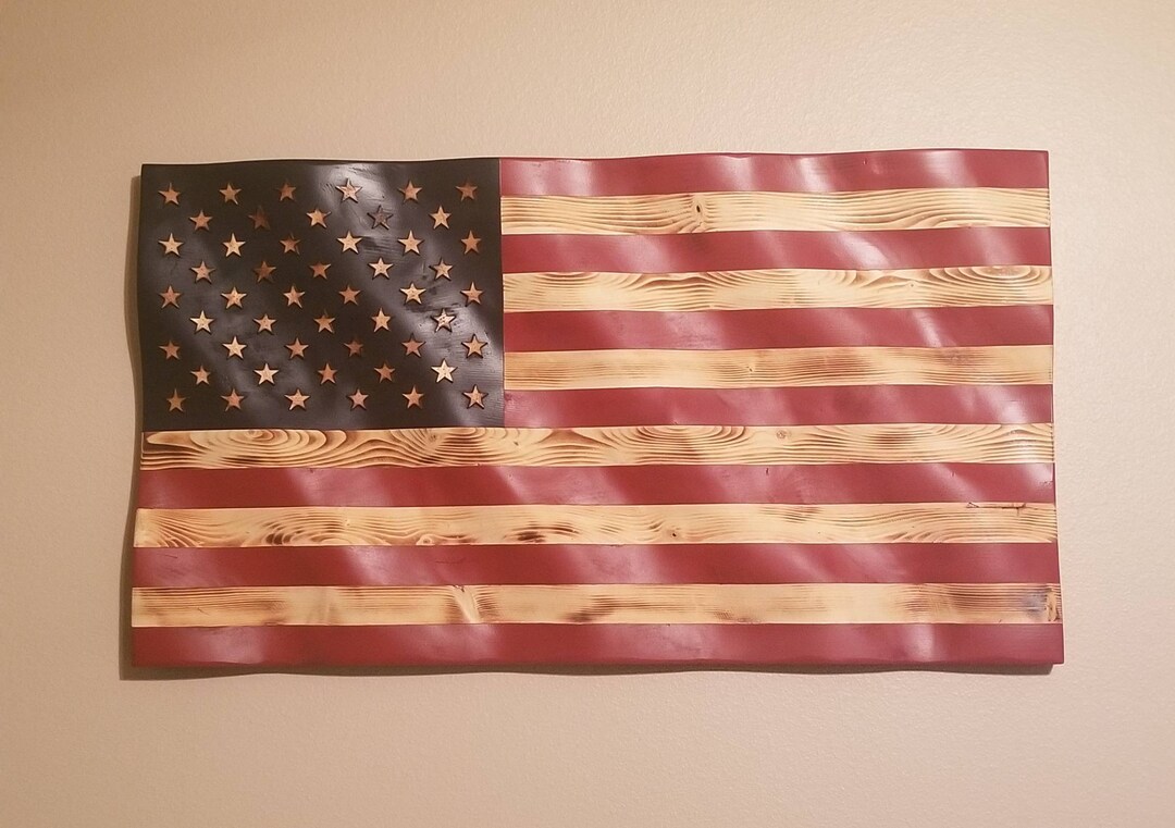 US Wavy Flag, 3d Wood American Waving Sign, USA Rustic Flag - Etsy