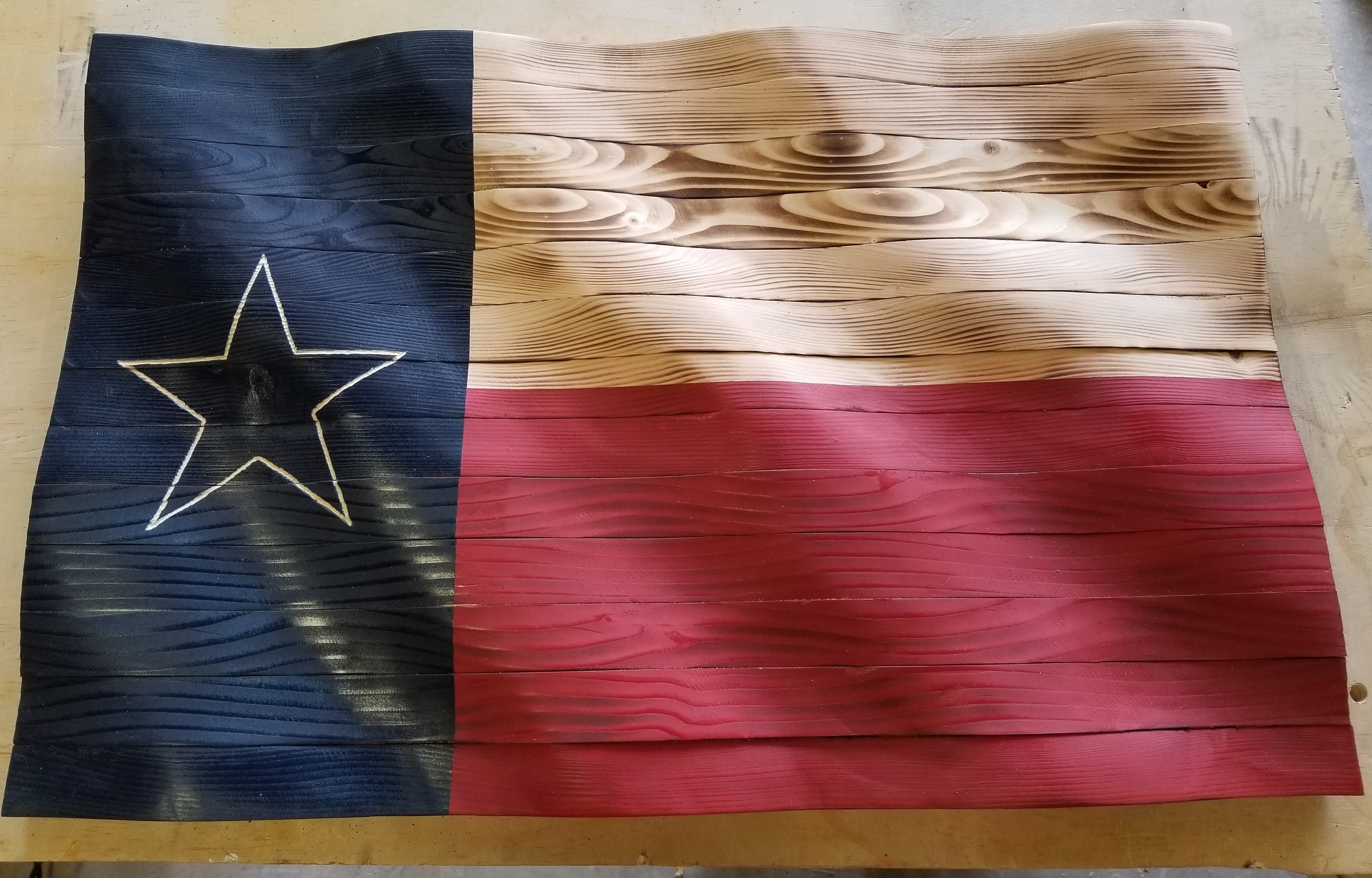 Wood Texas Flag 3d Wavy DPS Trooper Gift Waving Texan | Etsy