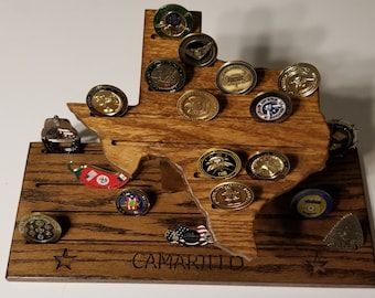 Texas Flag Challenge Coin Holder and Poker Chip Display in the Shape of ...