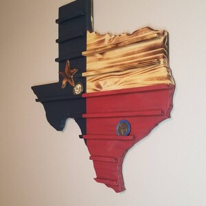 Texas Flag Challenge Coin Holder and Poker Chip Display in the Shape of ...