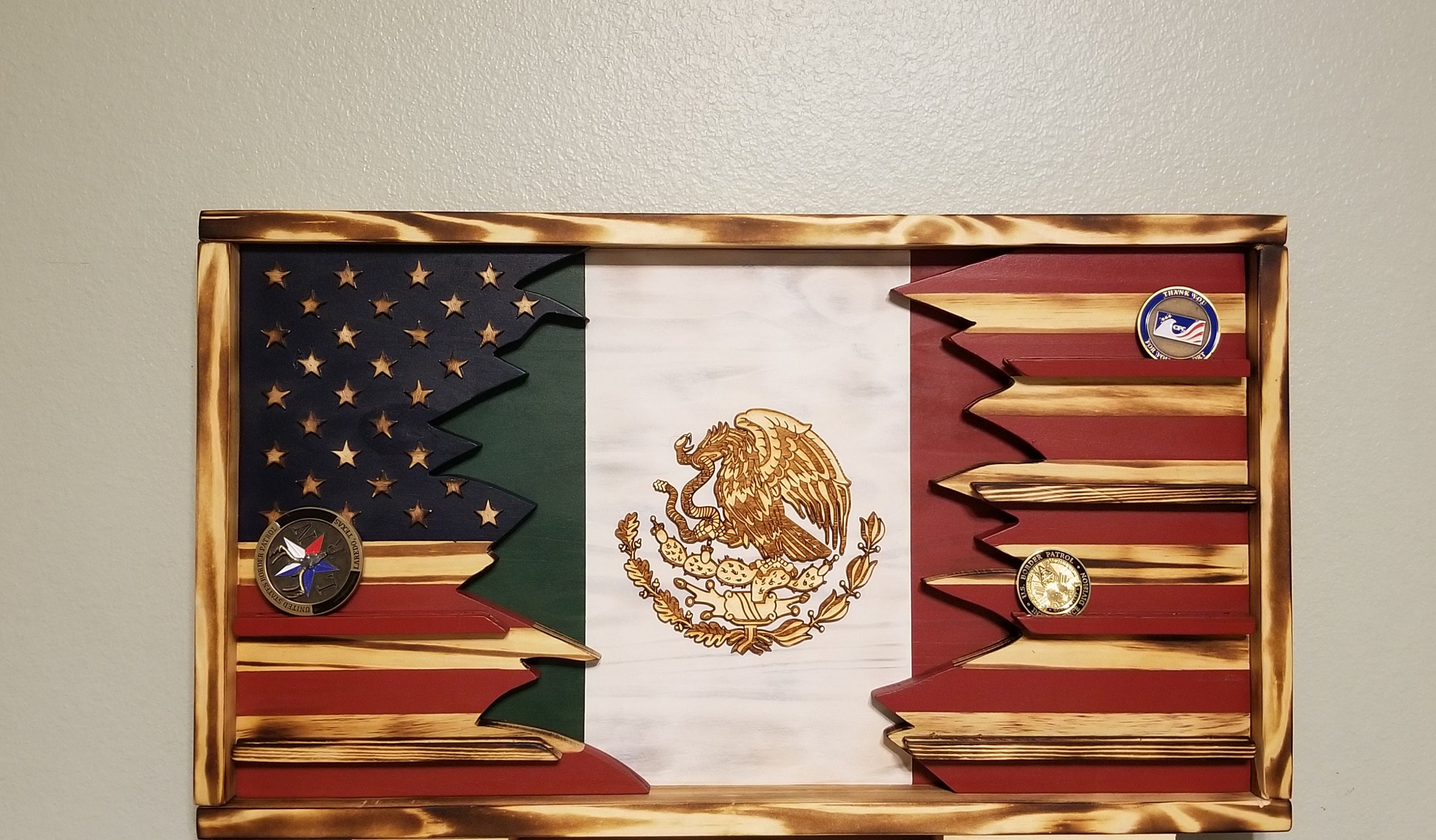 United States and Puerto Rico Wood Layered Flag, Bandera Puertoriquena ...
