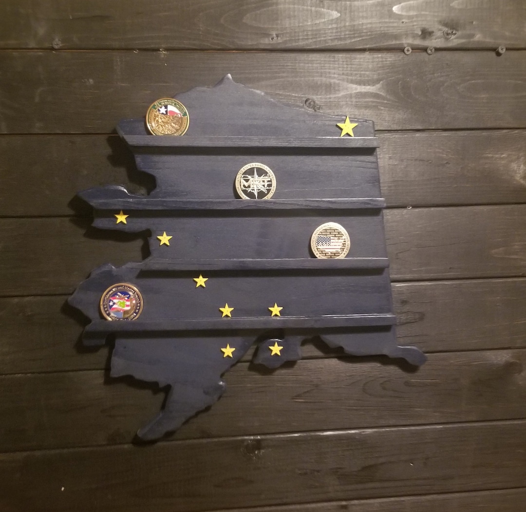 Alaska Flag Challenge Coin Holder and Poker Chip Display in the Shape ...