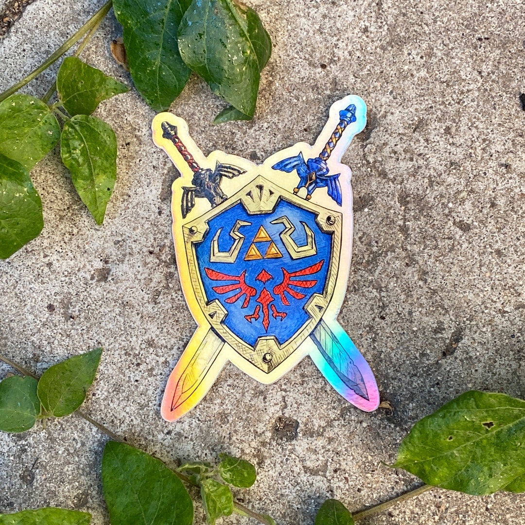 Legend of Zelda Links Master Crossed Swords and Shield Holo Sticker - Etsy