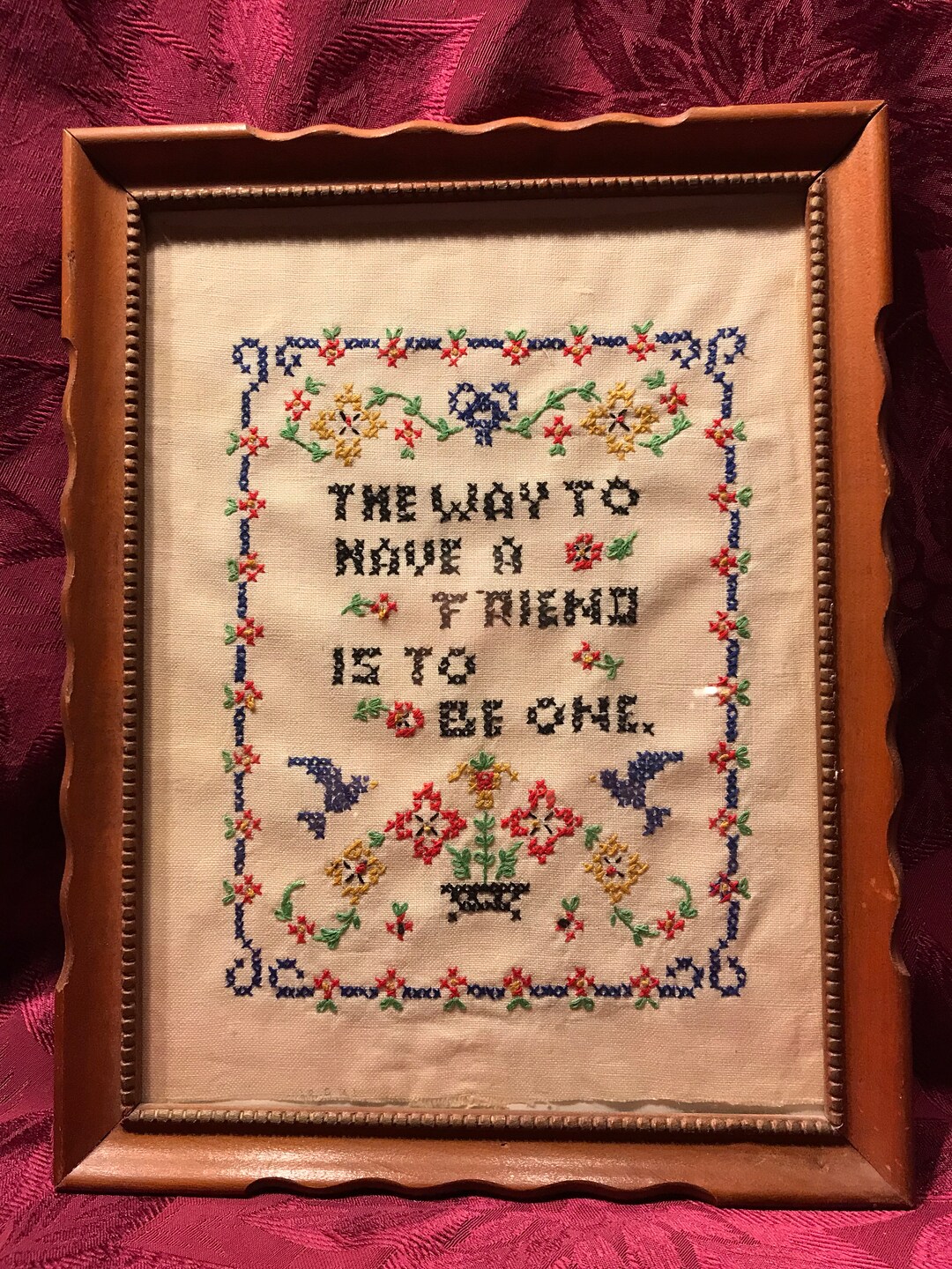 Hand Stitched Sampler From Kit Form C. 1940s - Etsy