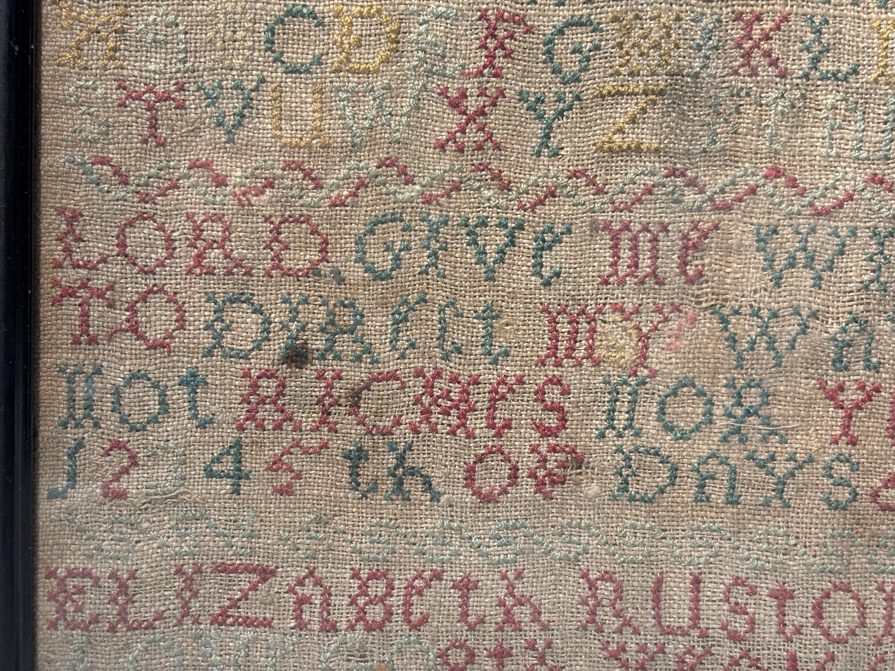 Antique 18th Century English Sampler Made by Elizabeth Ruston in Her ...