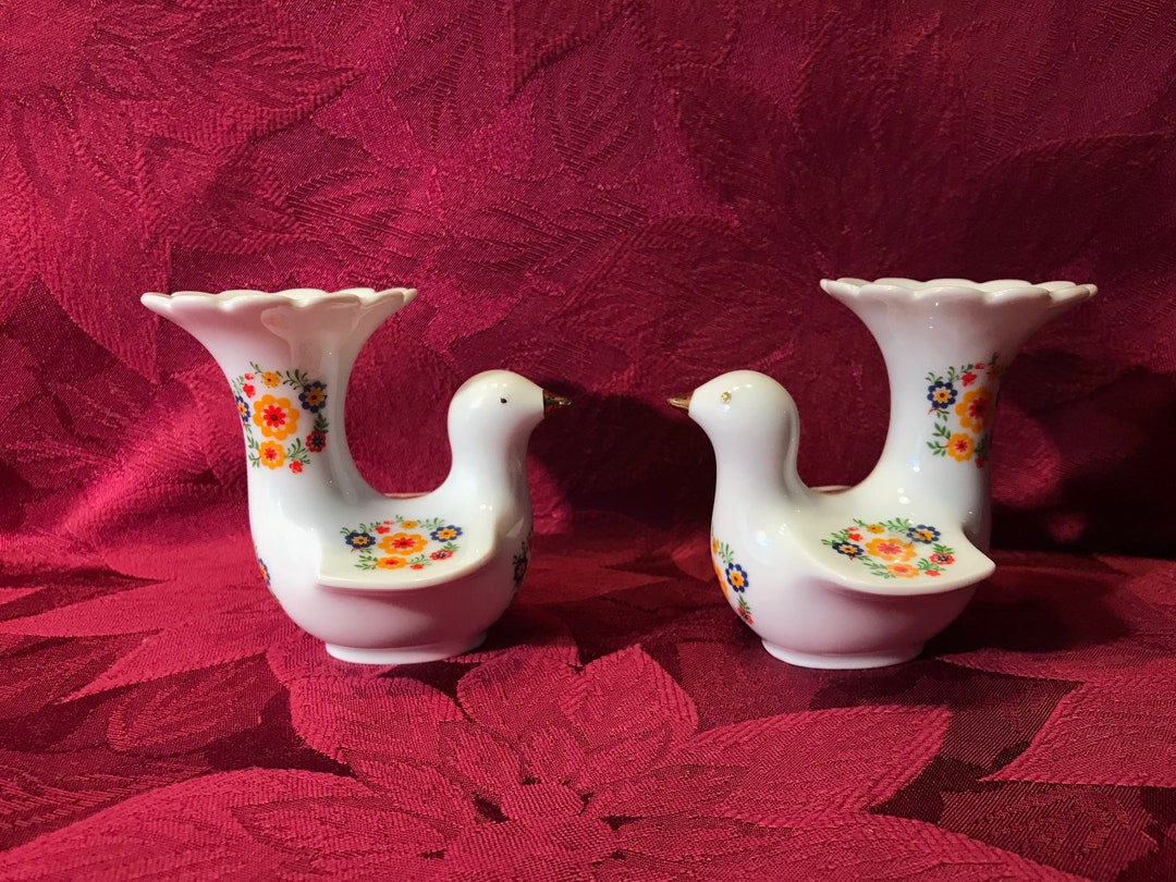 Two Vintage German Porcelain Dove Vases Dove Candle Holders - Etsy