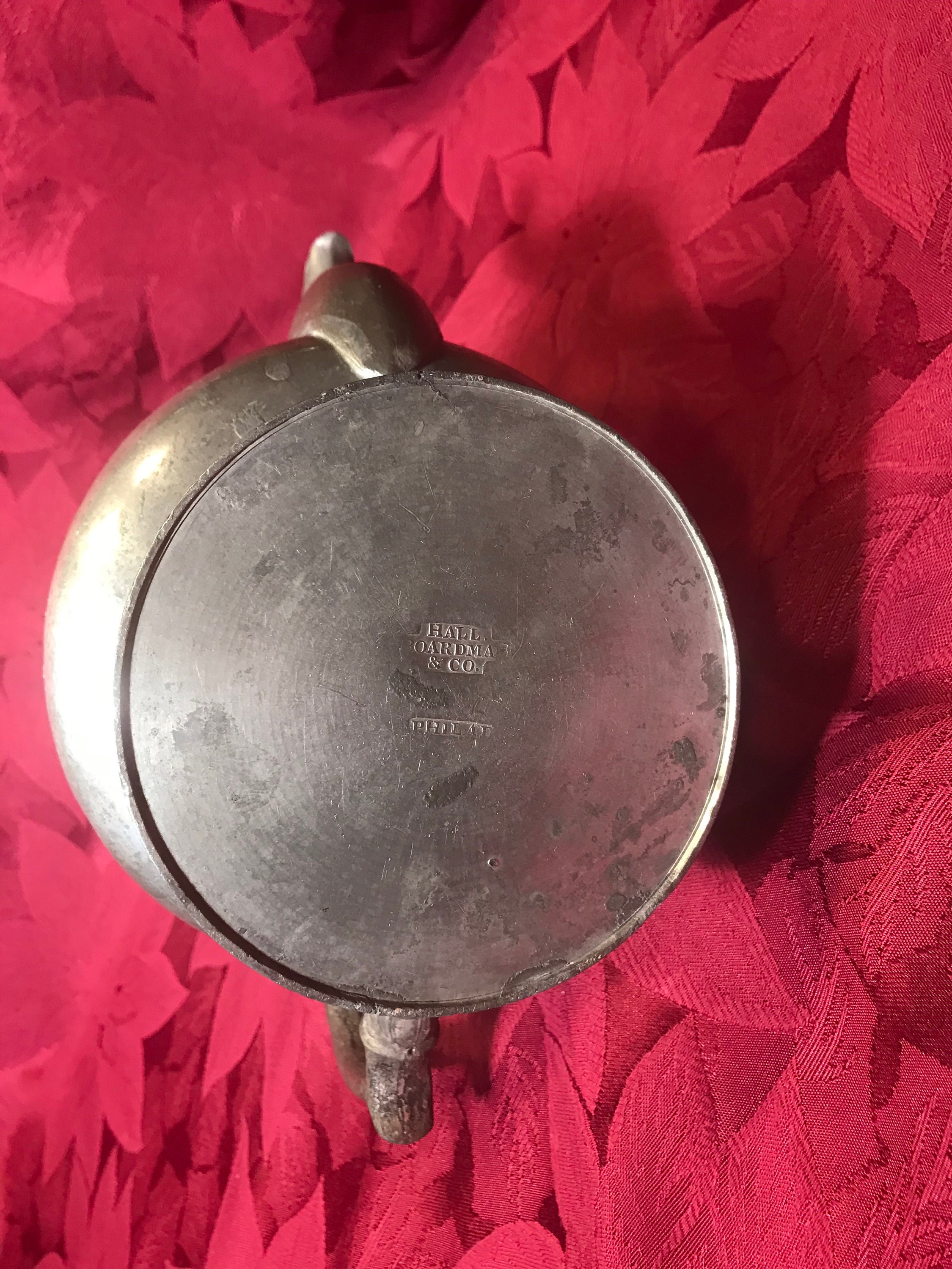 Very Rare Marked American Pewter Teapot, 1846 1848, Hall, Boardman & Co ...