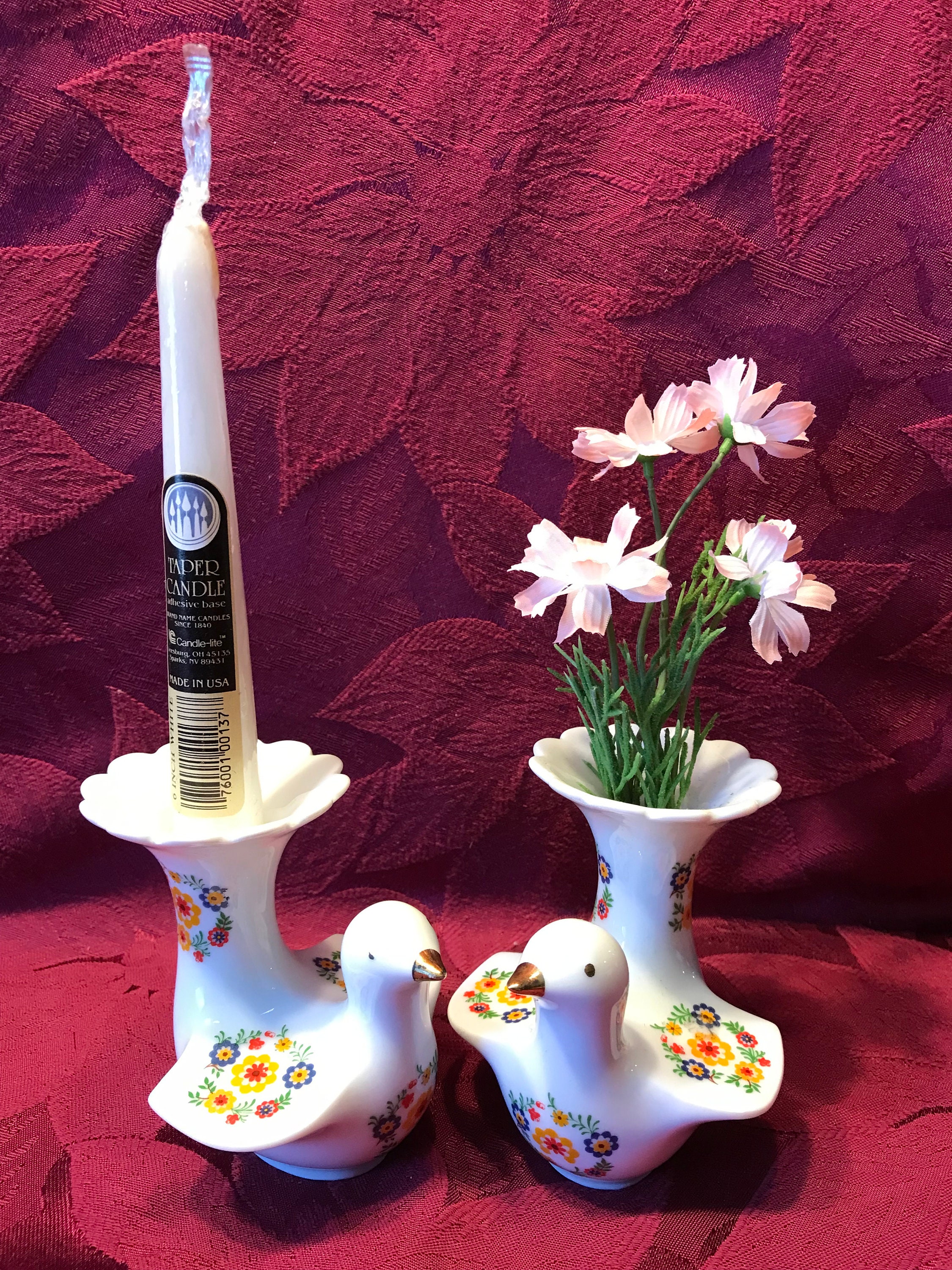 Two Vintage German Porcelain Dove Vases Dove Candle Holders - Etsy