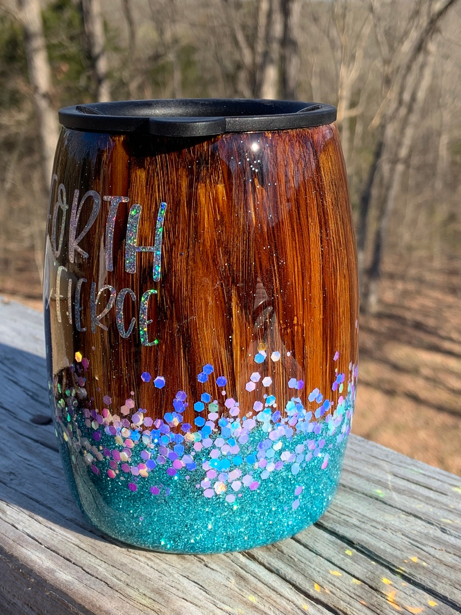 Go Forth & Be Fierce 14 Oz Stainless Steel Coffee Mug, Woodgrain and ...