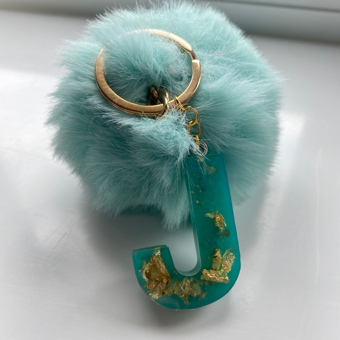Pompom Keyring // Letter Keychain Personalised Keyring - Etsy
