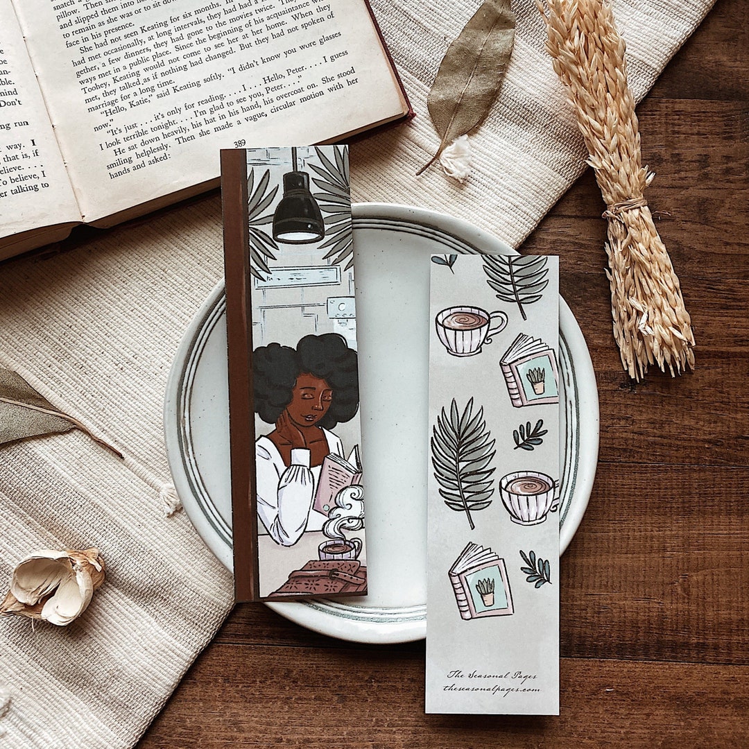 Cafe Bookmark Black Woman Bookmark Bookmarks Illustrated - Etsy