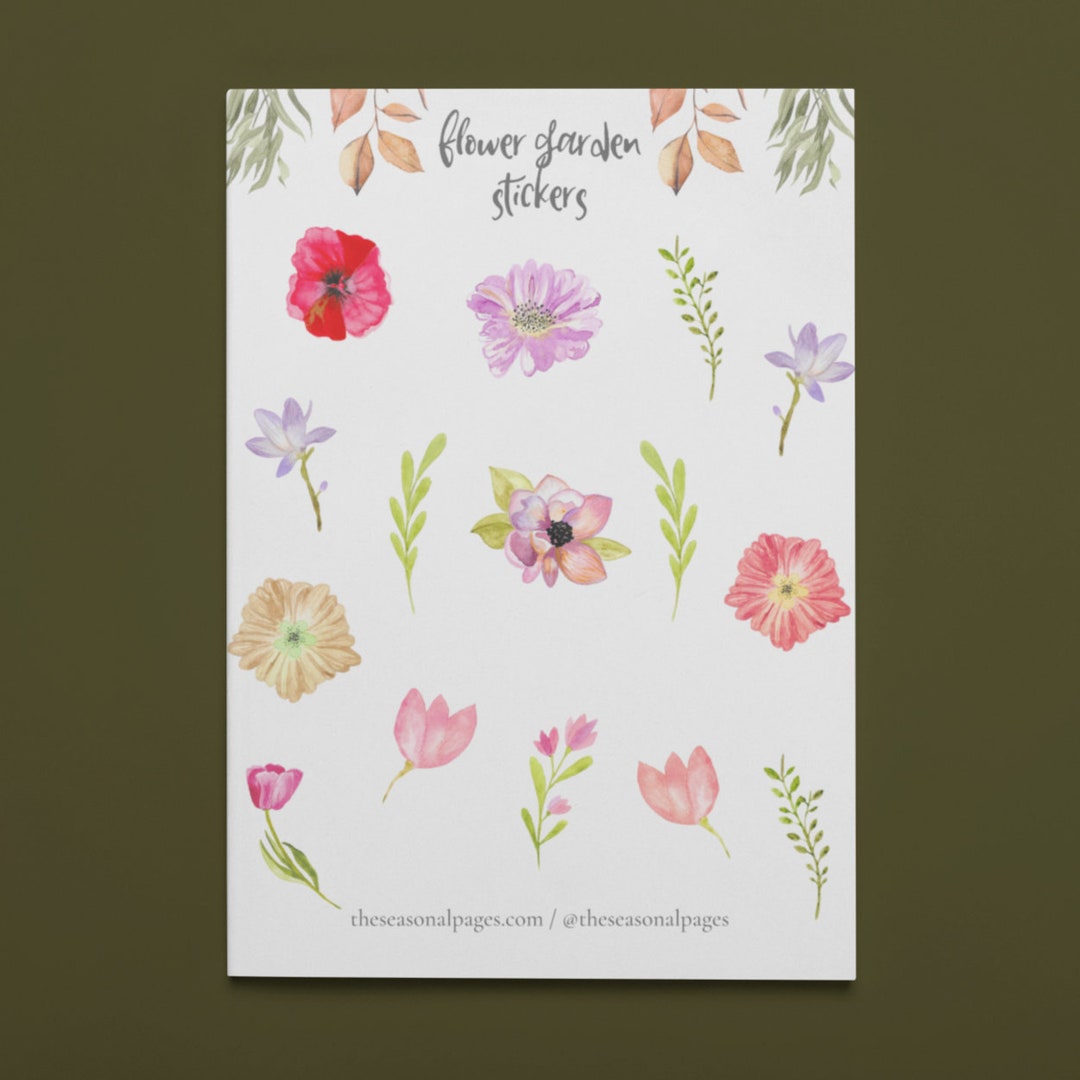 Printable Flower Garden Sticker Set Spring Stickers Pink - Etsy