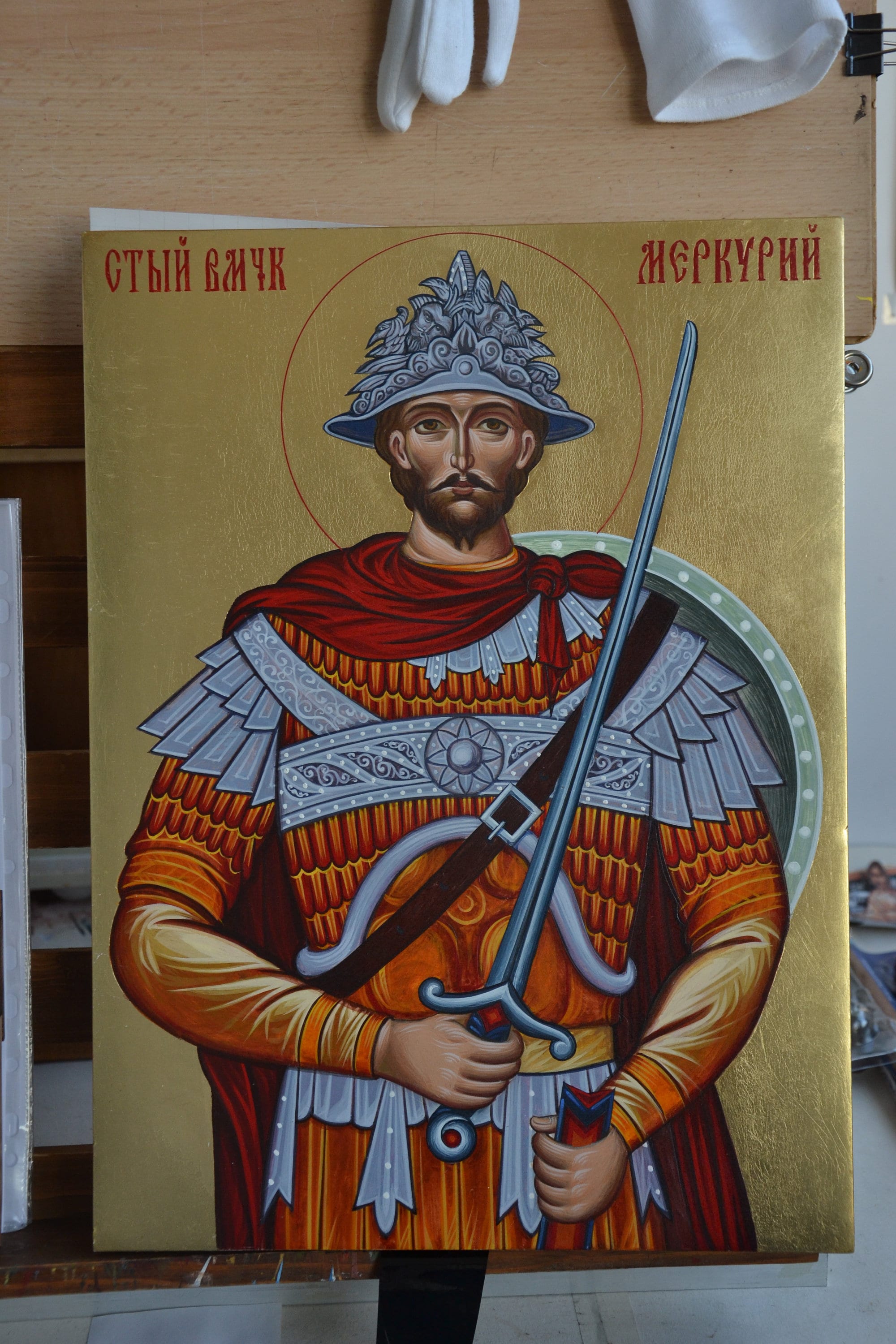 Saint Mercury Hand Painted Icon, St Mercury the Martyr Warrior,father ...