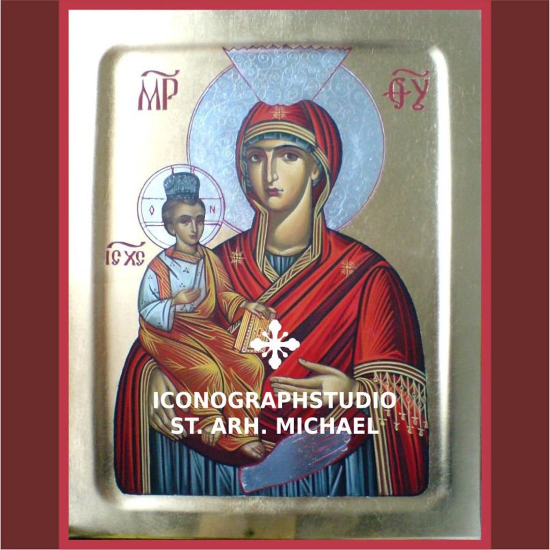 Vergin Mary Orthodox Icon, Mother of God Hand Painted Icon, Orthodox ...