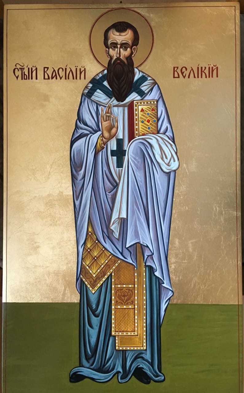San Basilio el Grande icono ortodoxo icono pintado a mano - Etsy México