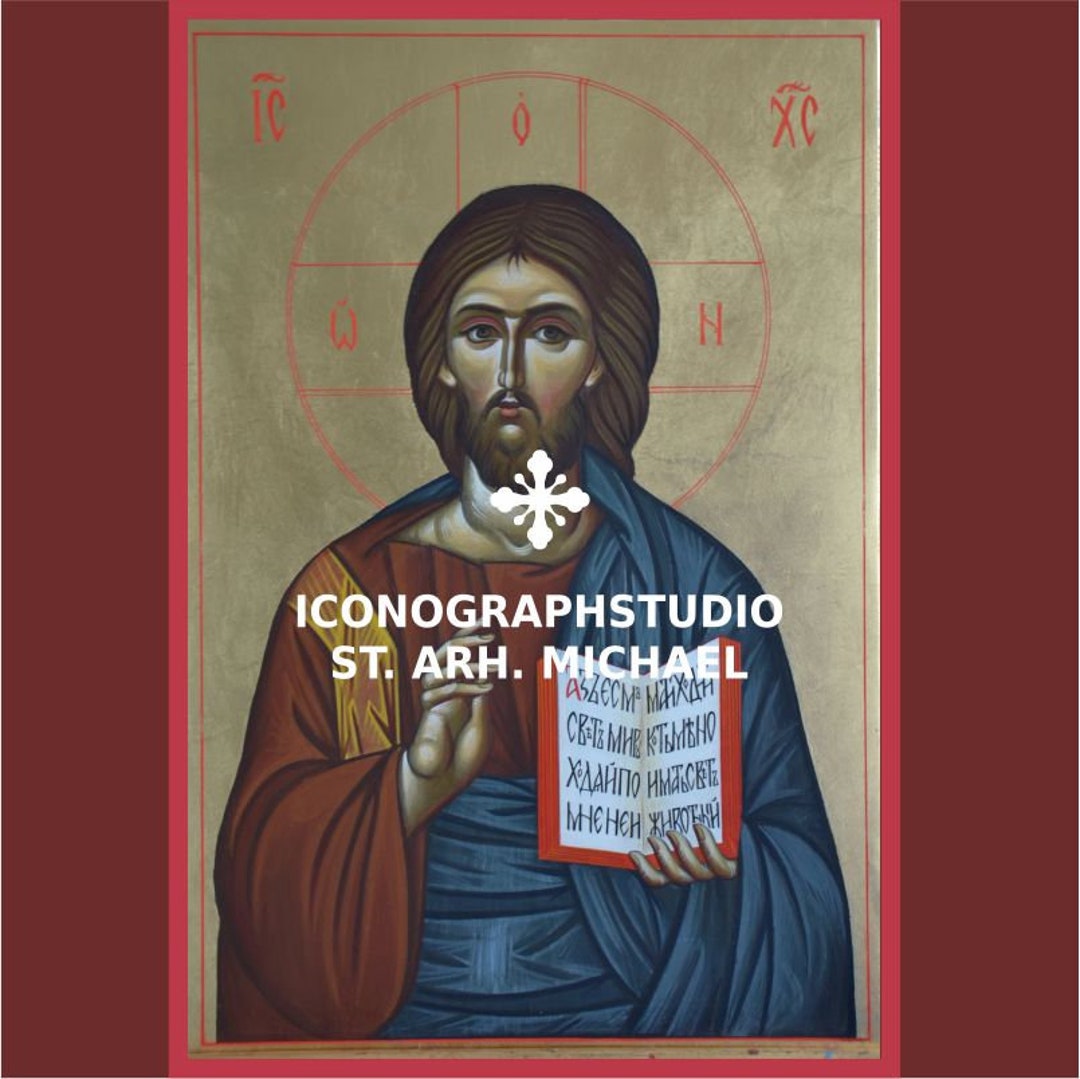 Christ Pantocrator Icon,orthodox Painted Icon,pantocrator With Gospel ...
