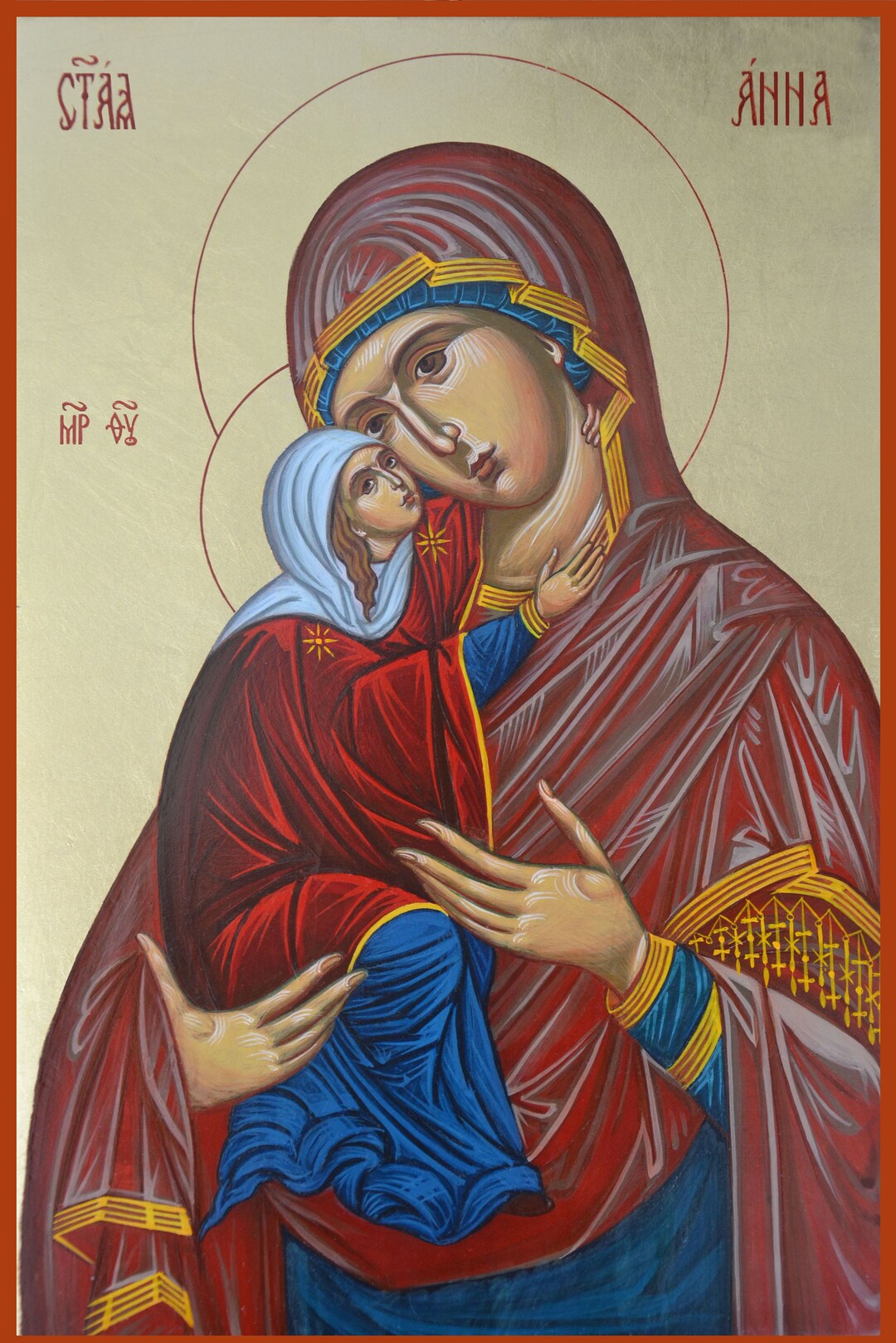 SAINT ANNA Hand-painted Icon St Anna and Virgin Mary Orthodox - Etsy