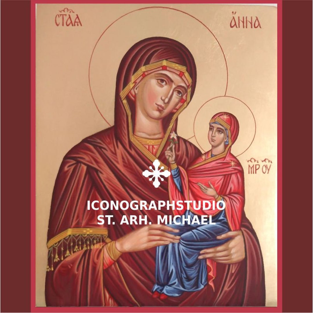 SAINT ANNA Hand-painted Icon, St Anna and Virgin Mary, Orthodox Art ...