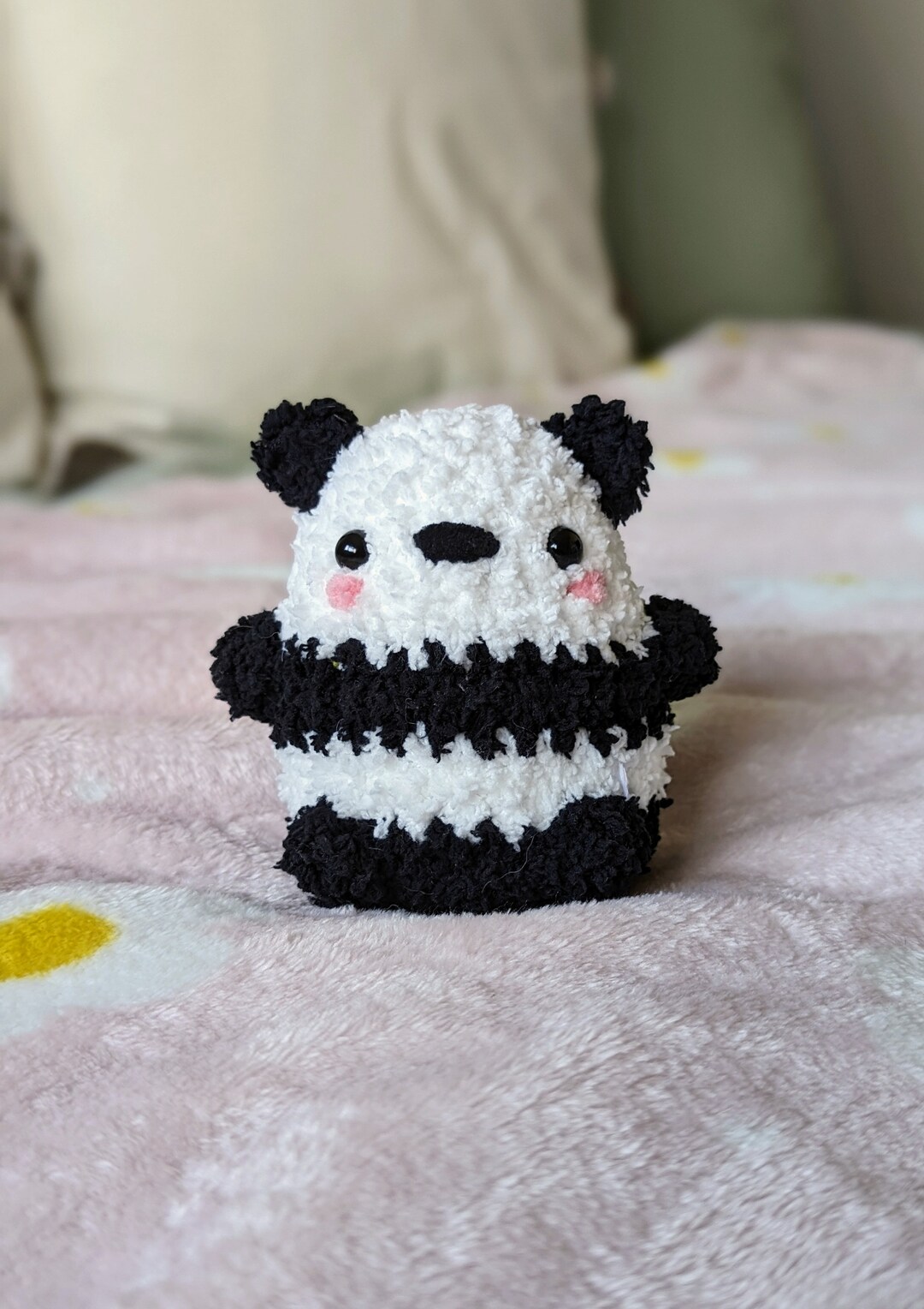 Fluffy Chubby Black Panda Plush - Super Soft Cute Crochet Amigurumi ...