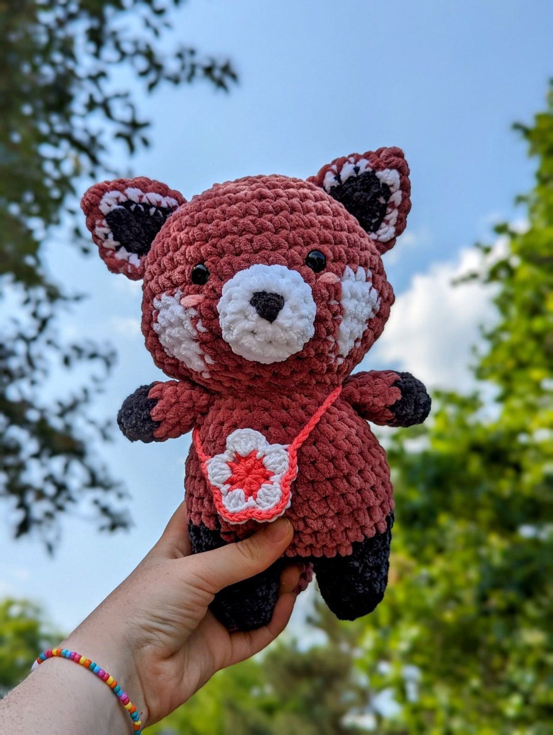 Cherry Red Panda Plush Super Soft Cute Crochet Amigurumi Cuddly Toy ...