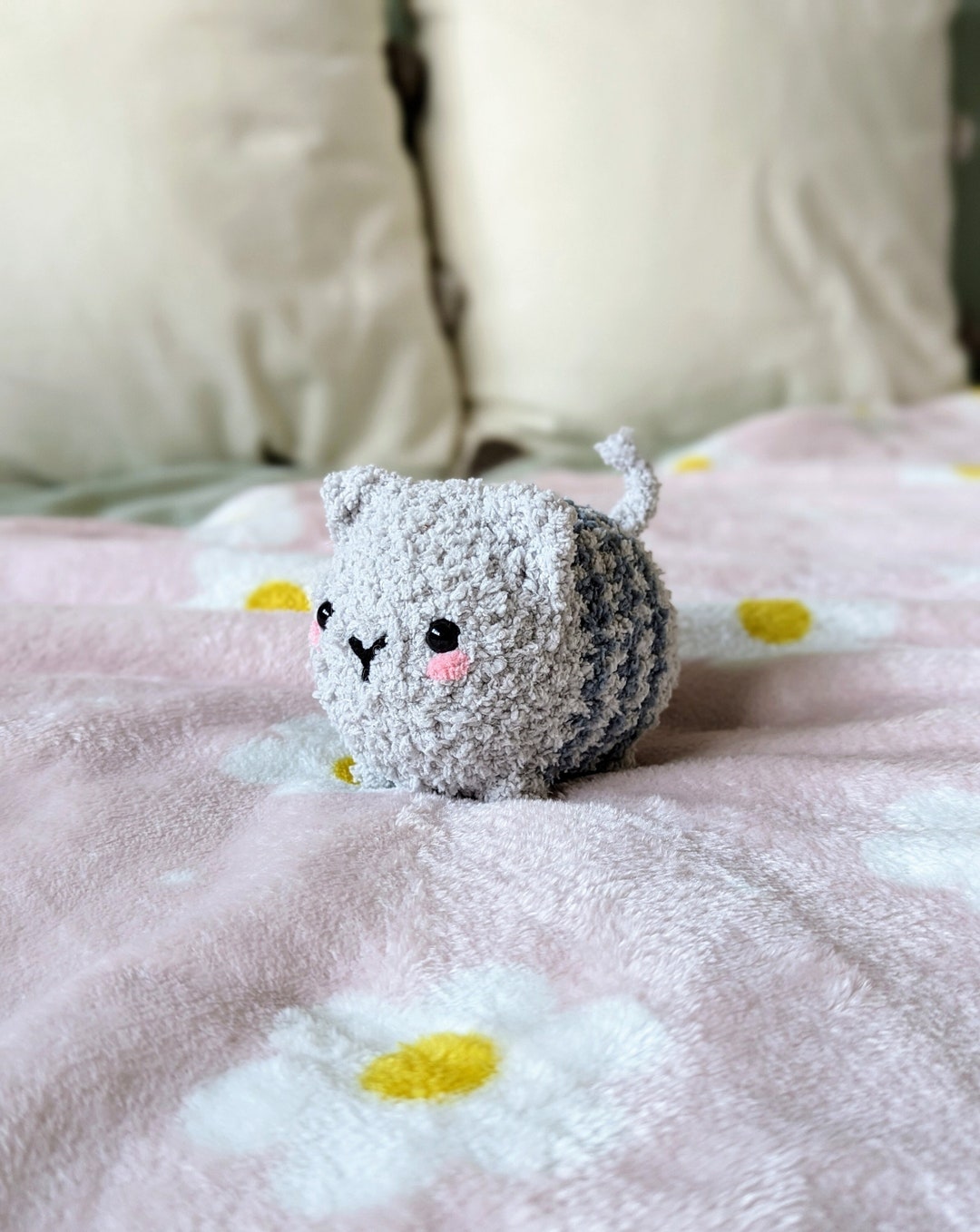 Fluffy Chubby Grey Cat Plush - Super Soft Cute Crochet Amigurumi ...