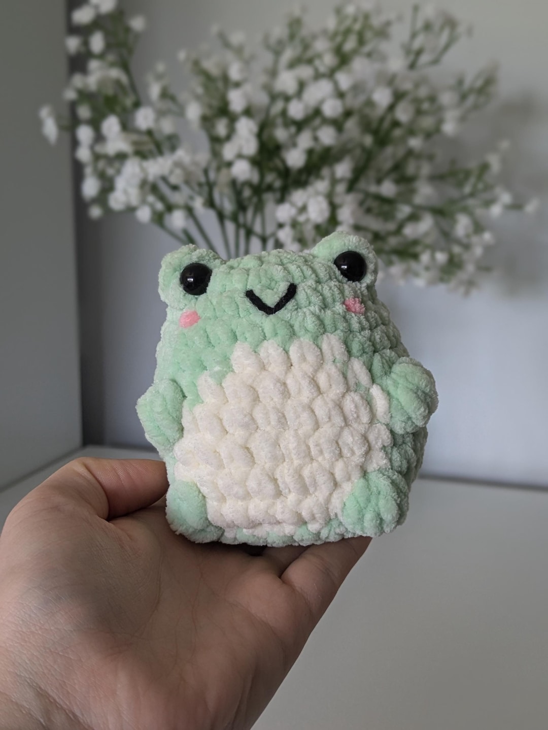 Chubby Pastel Green Frog Plush - Super Soft Cute Crochet Amigurumi ...