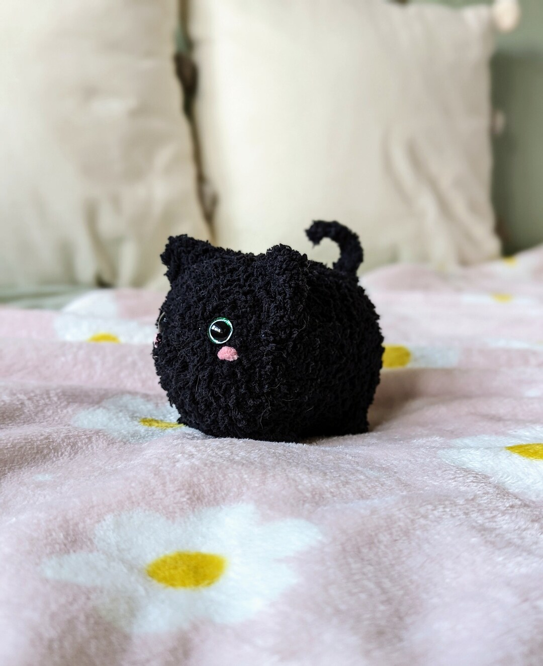 Fluffy Chubby Black Void Cat Plush Super Soft Cute Crochet Amigurumi ...