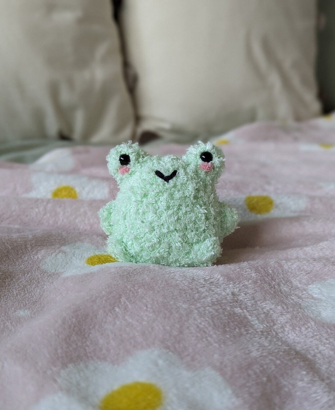 Fuzzy Chubby Green Frog Plush Super Soft Cute Crochet Amigurumi Cuddly ...
