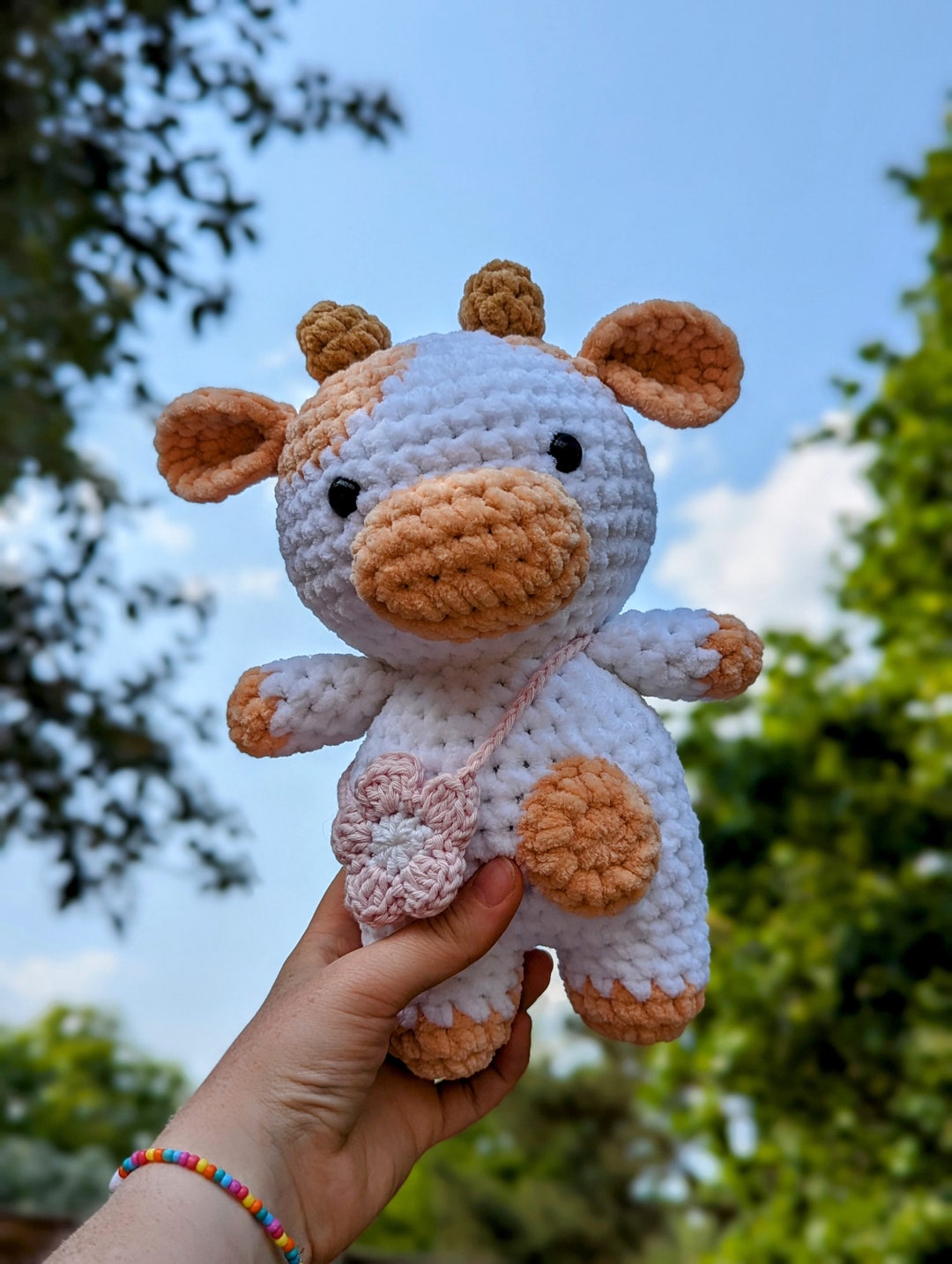 Peaches - Cow Plush - Super Soft Cute Crochet Amigurumi - Cuddly Toy ...