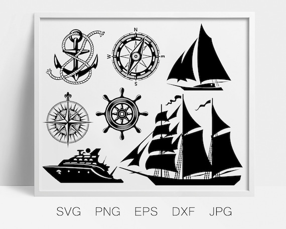 Compass Clipart Svg Sea Cut File Sailing Boat Svg Ship Cut | Etsy