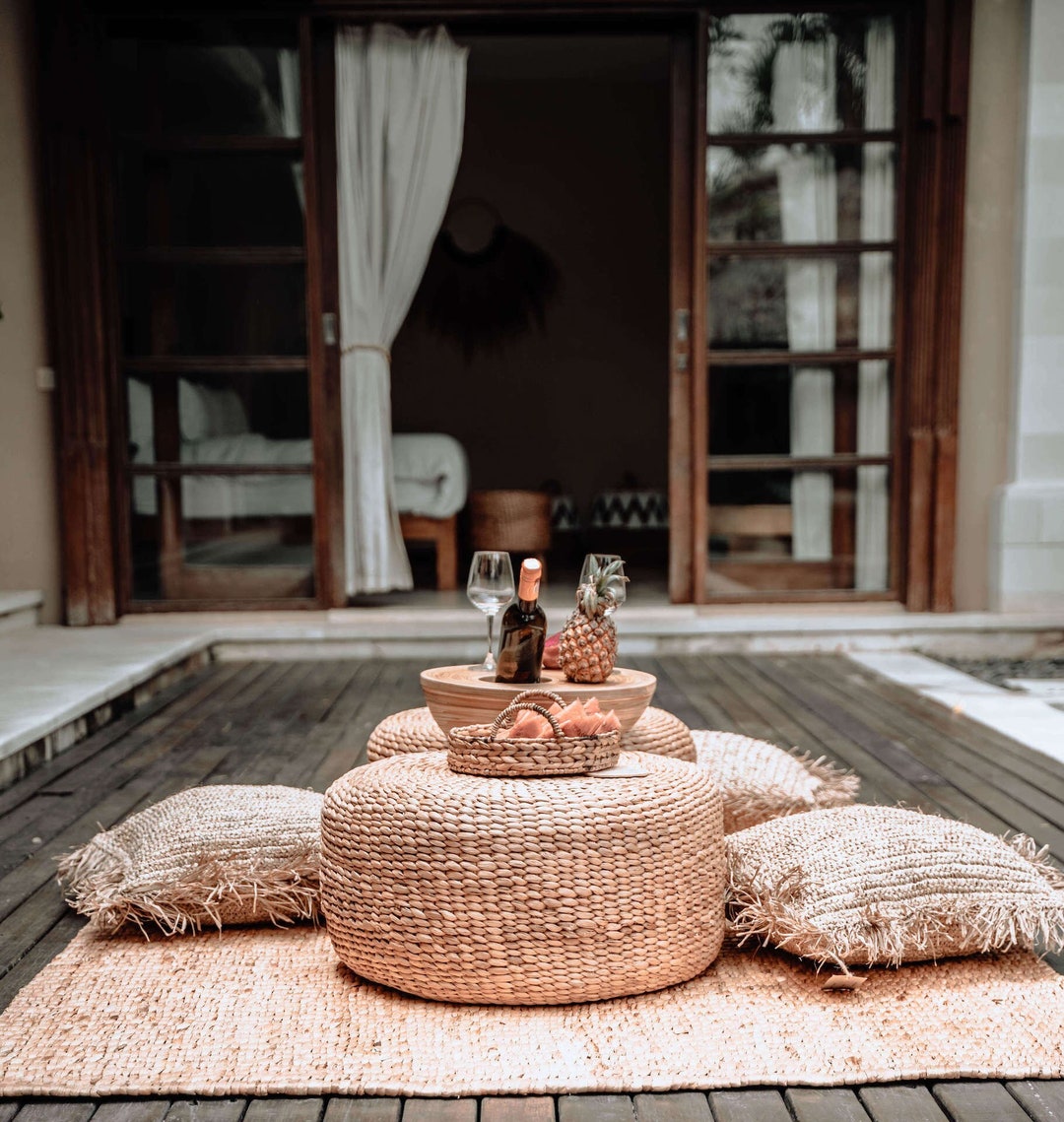 PUFF Coffee Table for Indoor, Water Hyacinth Furniture, Indoor Decor ...