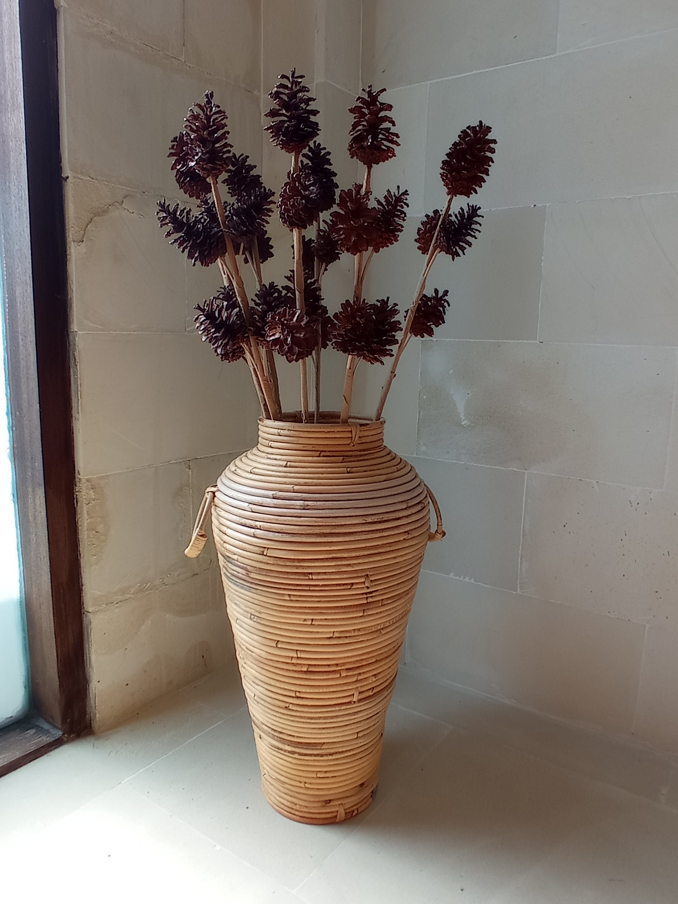 RATTAN VASE REBECCA Rattan Furniture Natural Rattan Flower | Etsy