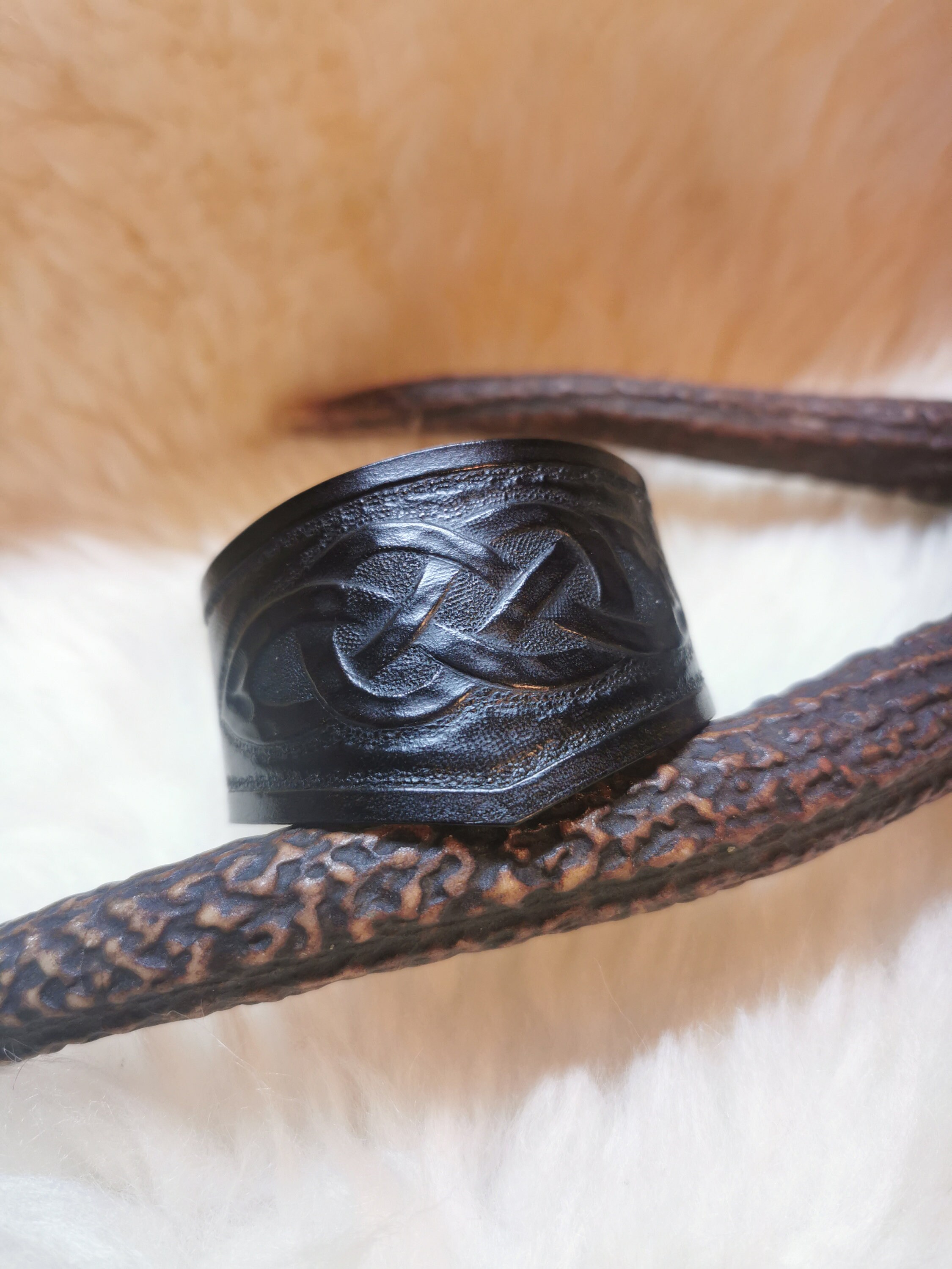 Medieval Leather Bracelet Hallmarked by Hand. Celtic Leather Bracelet ...