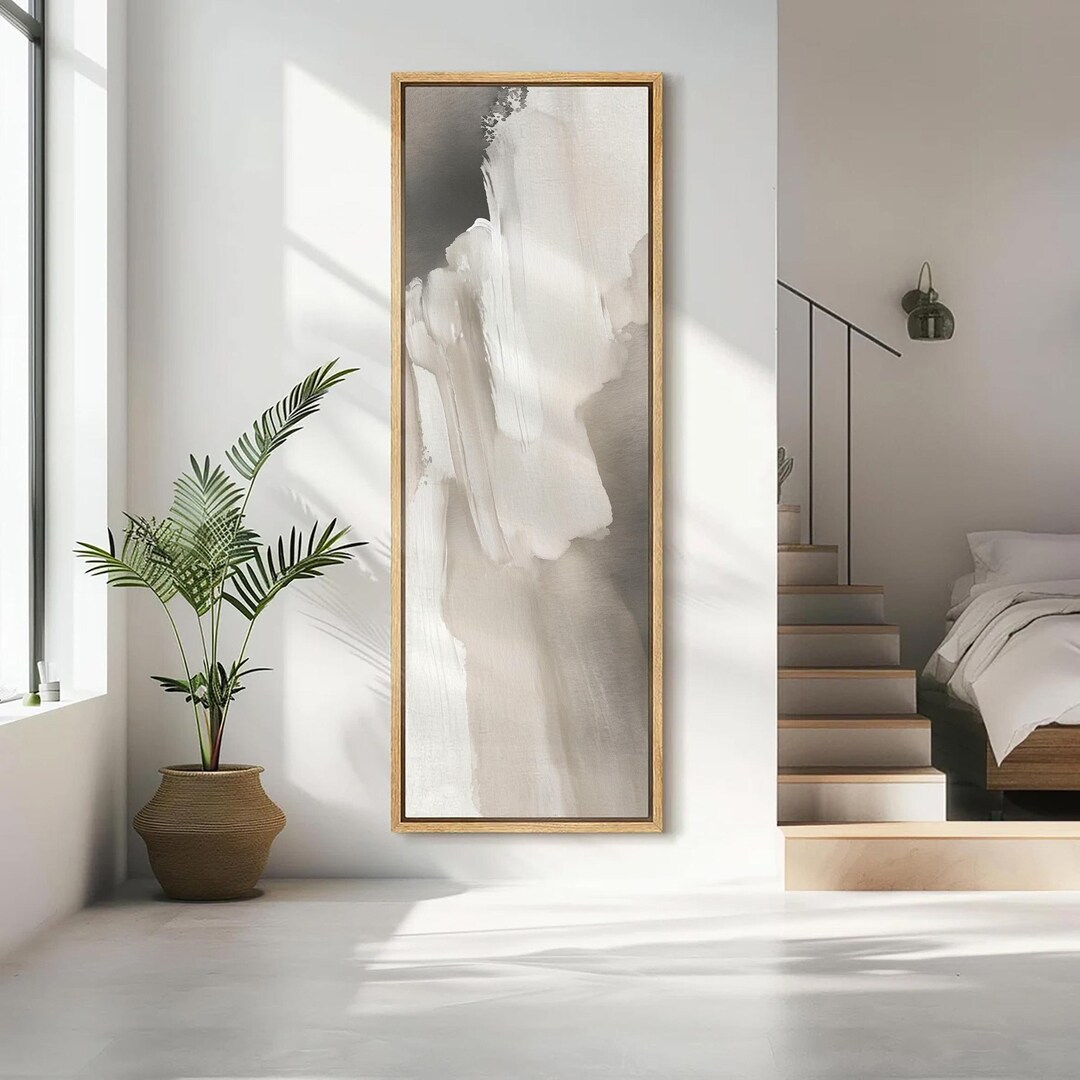 Vertical Abstract Canvas Print: Neutral Gray Beige Wall Art - Etsy