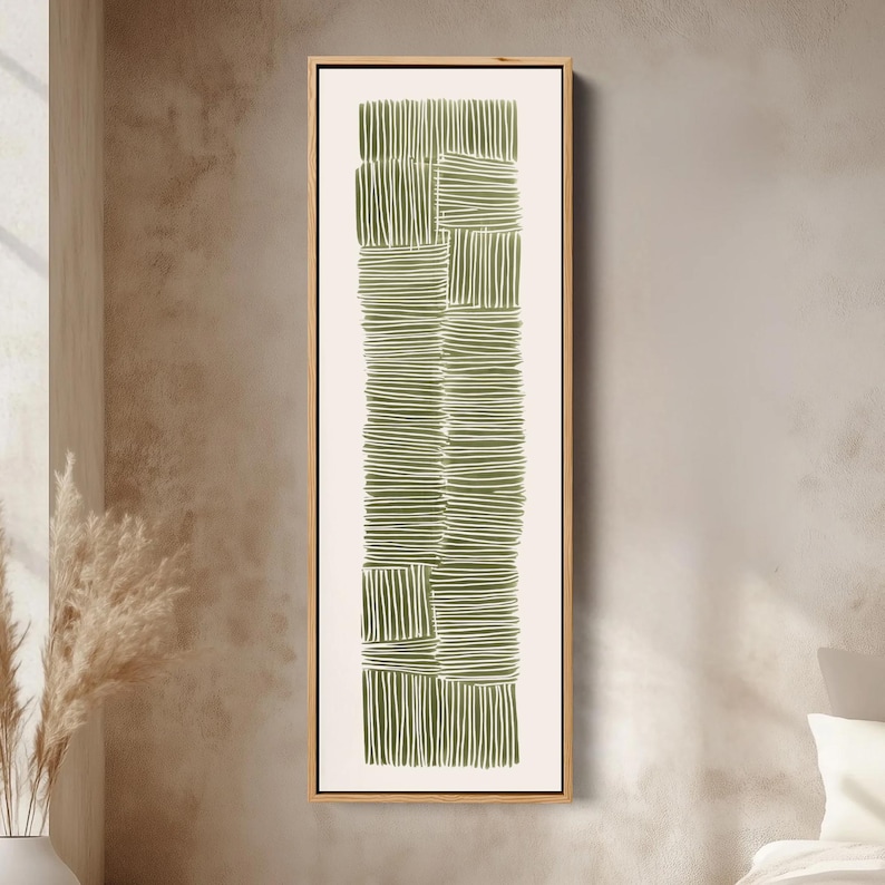 Abstract Green Botanical Simple Minimalist Extra Large Framed Wall Art ...