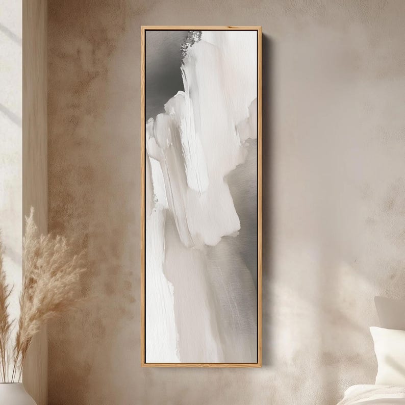 Vertical Abstract Canvas Print: Neutral Gray Beige Wall Art - Etsy
