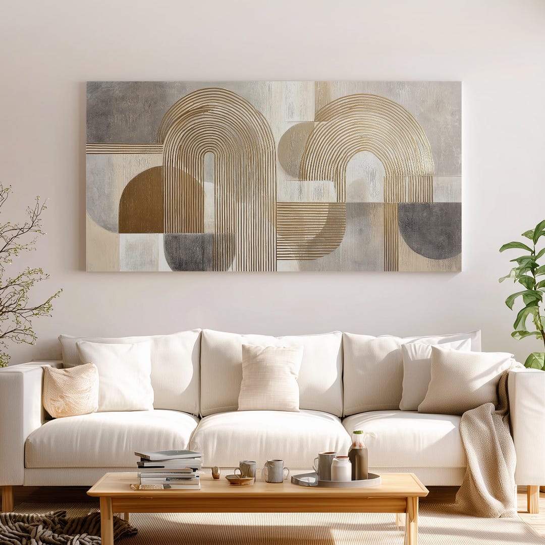 Abstract Arch Canvas Print: Beige & Gold, Vintage Style - Etsy