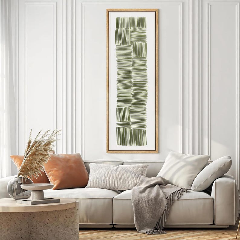 Abstract Green Botanical Simple Minimalist Extra Large Framed Wall Art ...