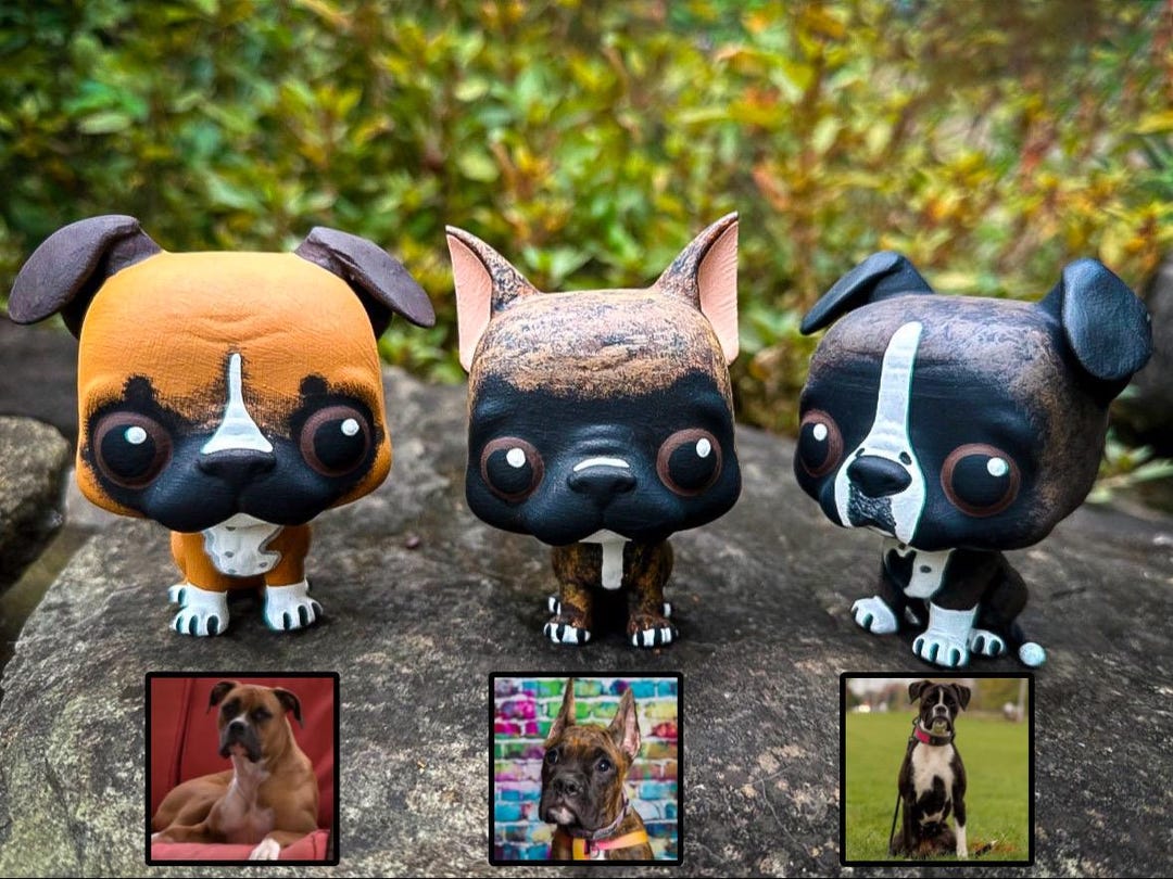 Custom Boxer Figurine, Cartoony Dog Statue, Boxer Dog, Boxer Painting ...