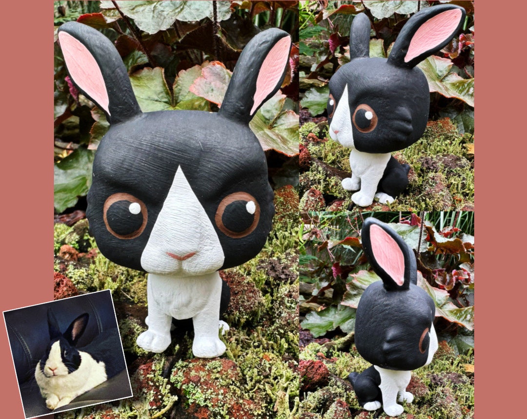 Rabbit Figurine, Cartoony Pet Statue, Bunny Art, Bunny Painting, Rabbit ...
