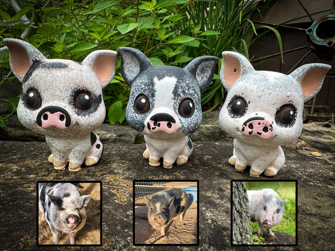 Custom Pig Figurine, Cartoony Pig, Pig Painting, Custom Pig Art ...