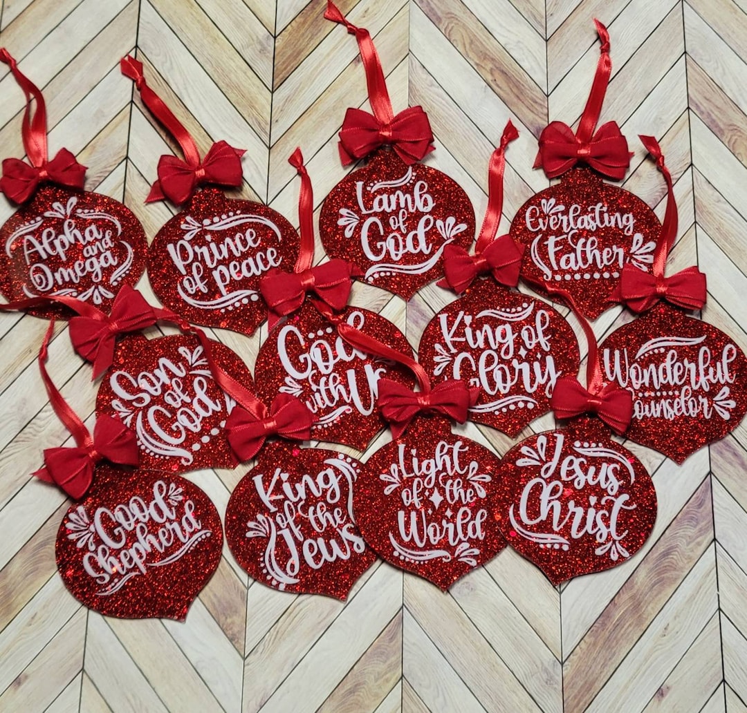 Names of Christ Acrylic Christmas Ornament Set, Religious Glitter ...
