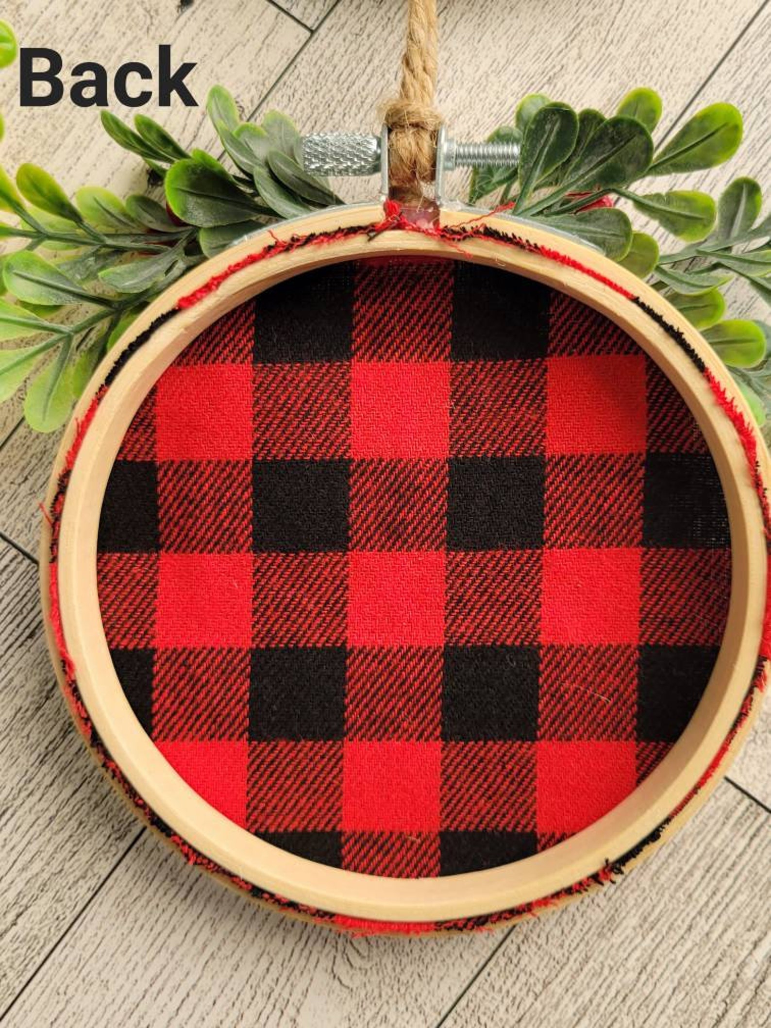 Red and Black Buffalo Plaid Embroidery Hoop Christmas Ornaments ...